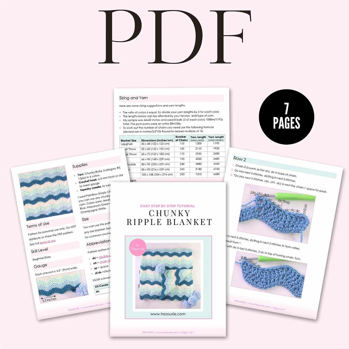 Ripple Crochet Blanket Pattern, Easy Crochet Blanket Pattern, Beginners ...