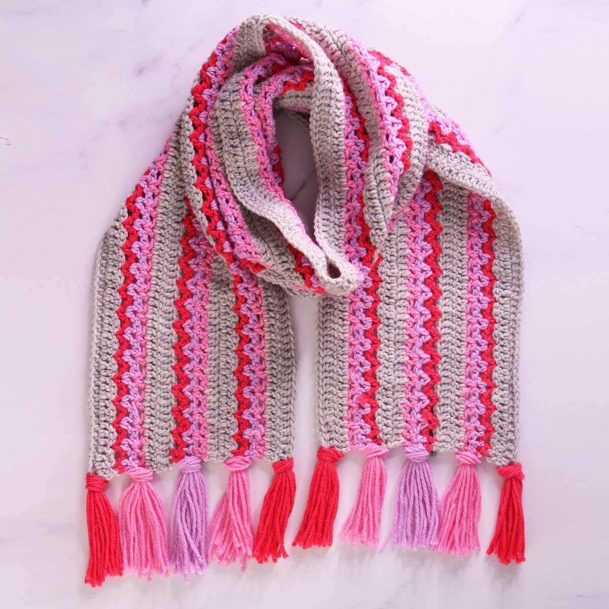V-stitch Crochet Scarf Pattern, Easy Scarf Crochet Pattern, Striped ...