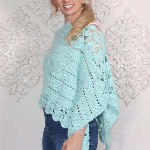 Light Crochet Poncho Pattern, Wrap Crochet Pattern, Peacock Poncho ...