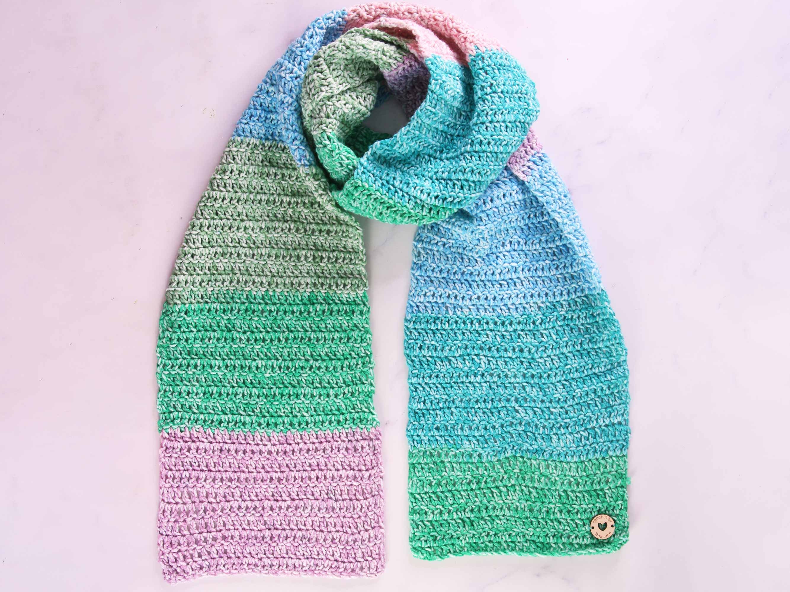 Double Crochet Scarf Pattern, Beginner Scarf Crochet Pattern, Easy ...