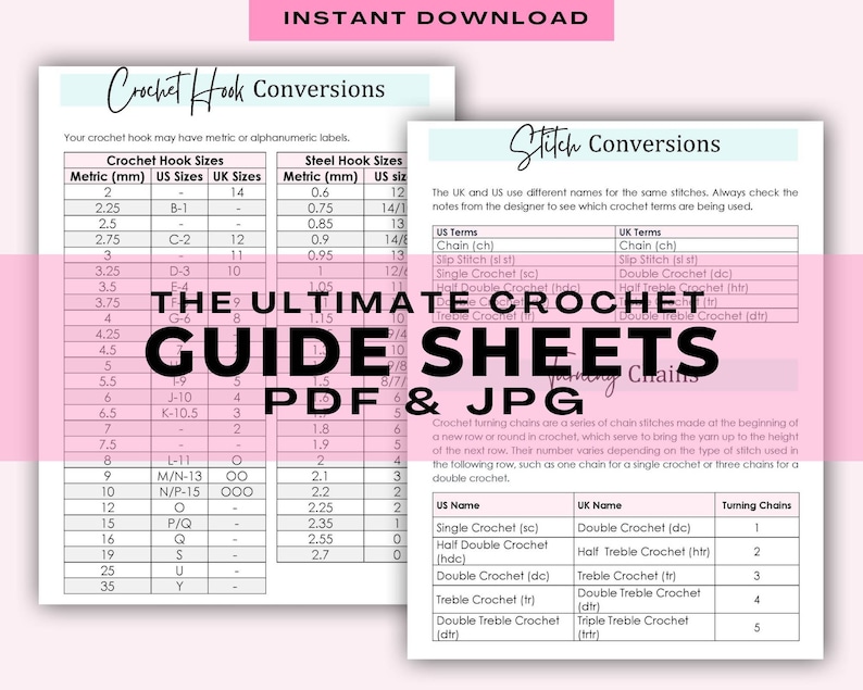 Crochet Reference Sheets, Crochet Cheat Sheets, Crochet Guide, Tags ...