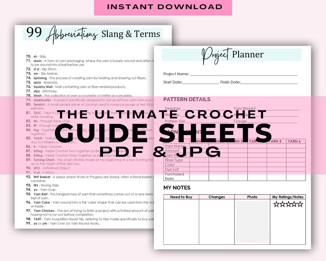 Crochet Reference Sheets, Crochet Cheat Sheets, Crochet Guide, Tags ...