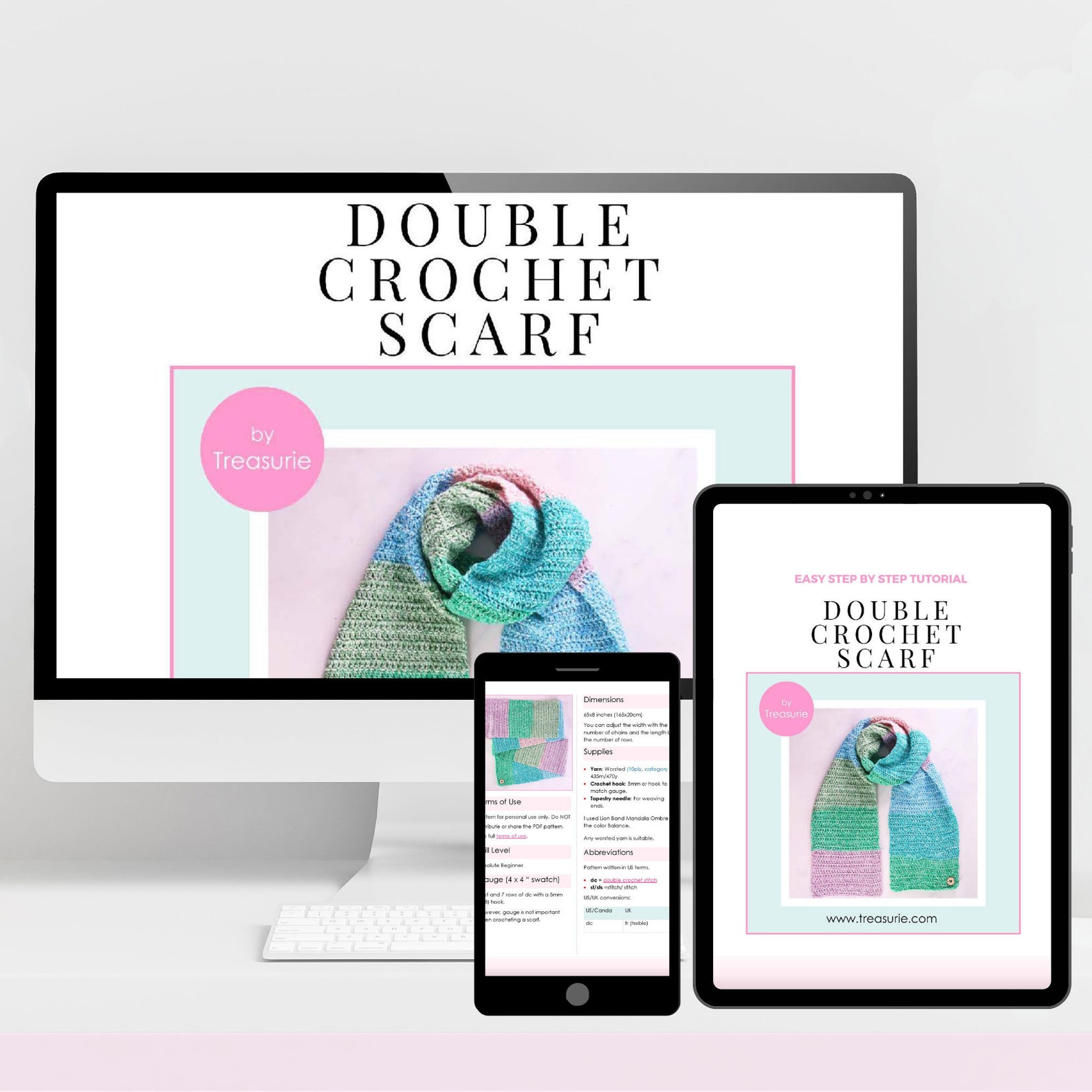 Double Crochet Scarf Pattern, Beginner Scarf Crochet Pattern, Easy ...