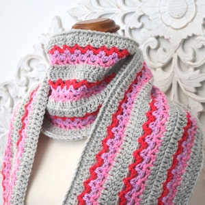 V-stitch Crochet Scarf Pattern, Easy Scarf Crochet Pattern, Striped ...