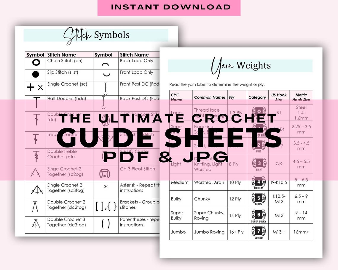 Crochet Reference Sheets, Crochet Cheat Sheets, Crochet Guide, Tags ...