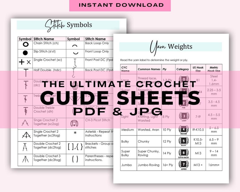 Crochet Reference Sheets, Crochet Cheat Sheets, Crochet Guide, Tags ...