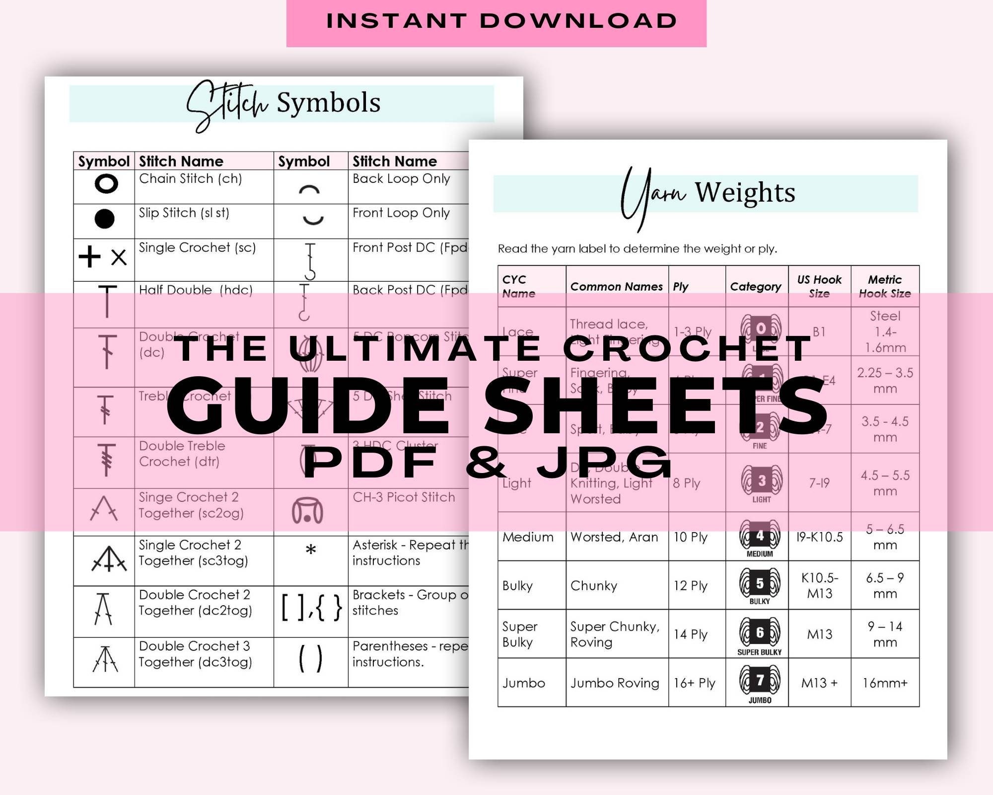 Crochet Reference Sheets, Crochet Cheat Sheets, Crochet Guide, Tags ...