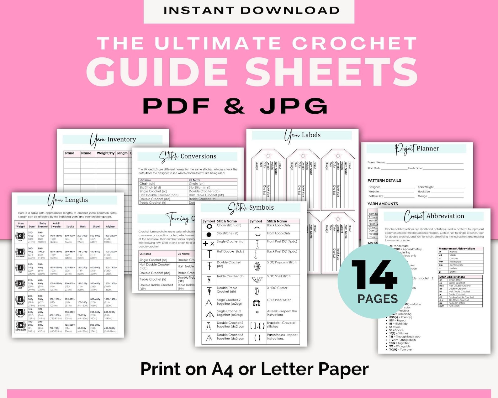 Crochet Reference Sheets, Crochet Cheat Sheets, Crochet Guide, Tags ...