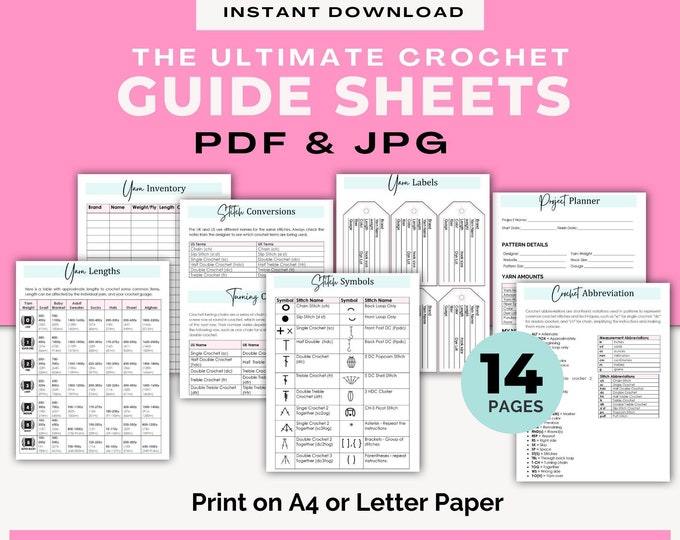 Crochet Reference Sheets, Crochet Cheat Sheets, Crochet Guide, Tags ...