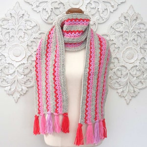 V-stitch Crochet Scarf Pattern, Easy Scarf Crochet Pattern, Striped ...
