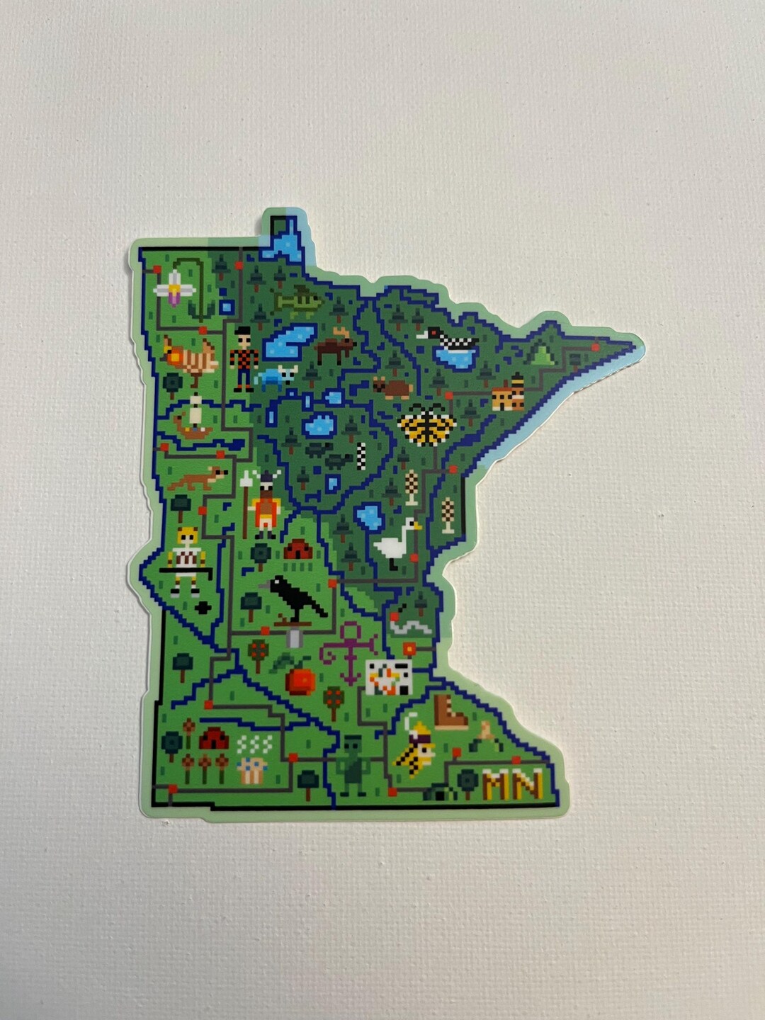 Minnesota Illustrated Pixel Art Sticker - Etsy