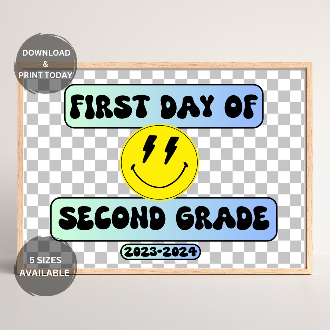 First Day of School Sign,checkered School Sign,first Day 2nd Grade ...