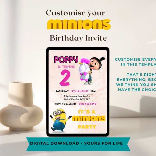 Despicable Me Girl Birthday Invitation - Etsy
