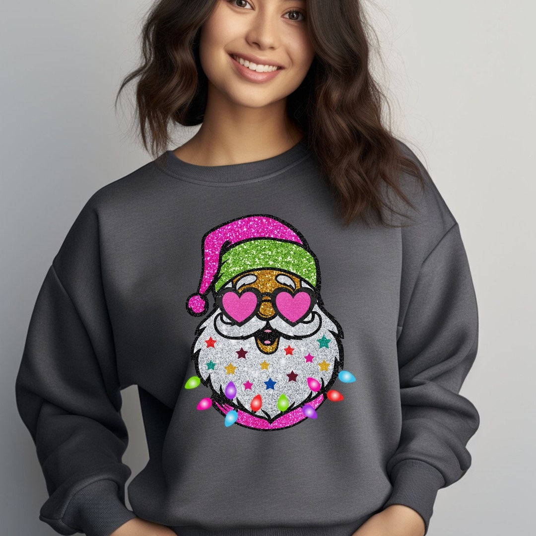 Girly Santa W/ Heart Sunglasses Christmas Girly - Etsy