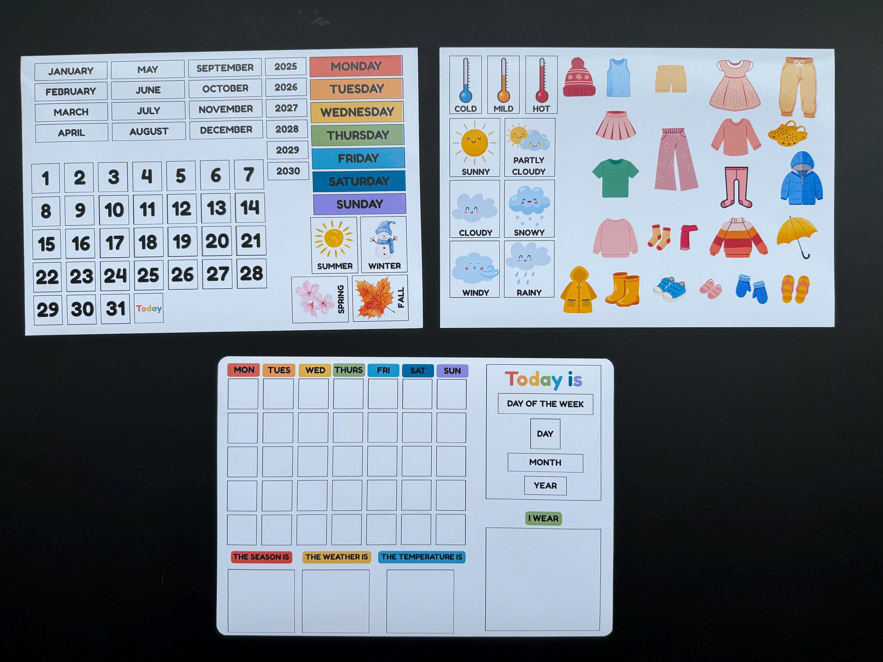 Montessori Daily Calendar Printable | Kids Magnetic Weather & Season ...
