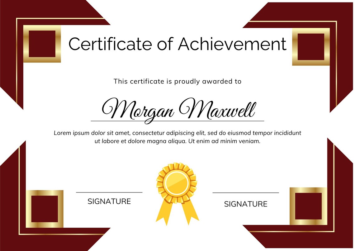 Certificate of Achievement, Editable Certificate, Award Certificate ...