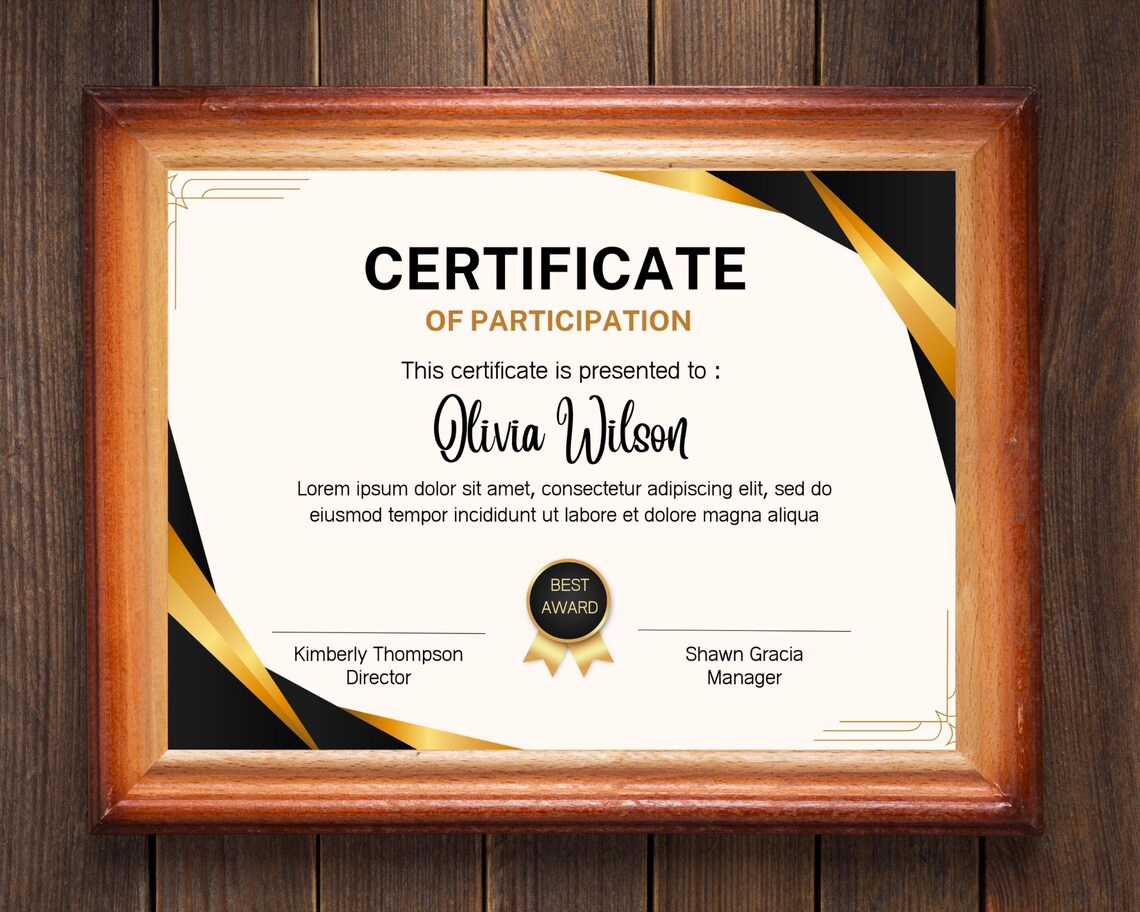 Certificate of Participation, Editable Certificate, Instant Download ...