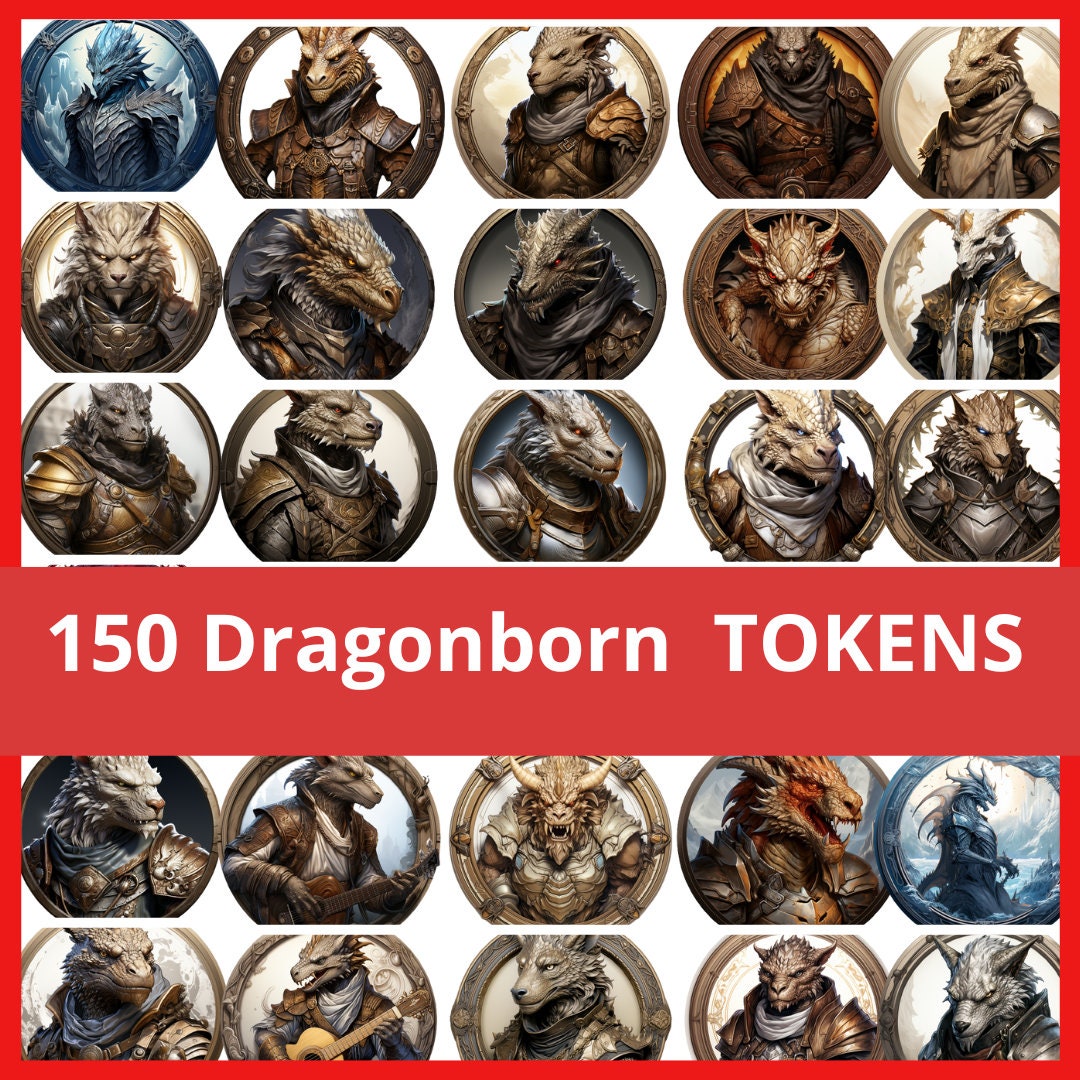 150 Dragonborn Tokens Dragon Tokens Pack Character Art - Etsy