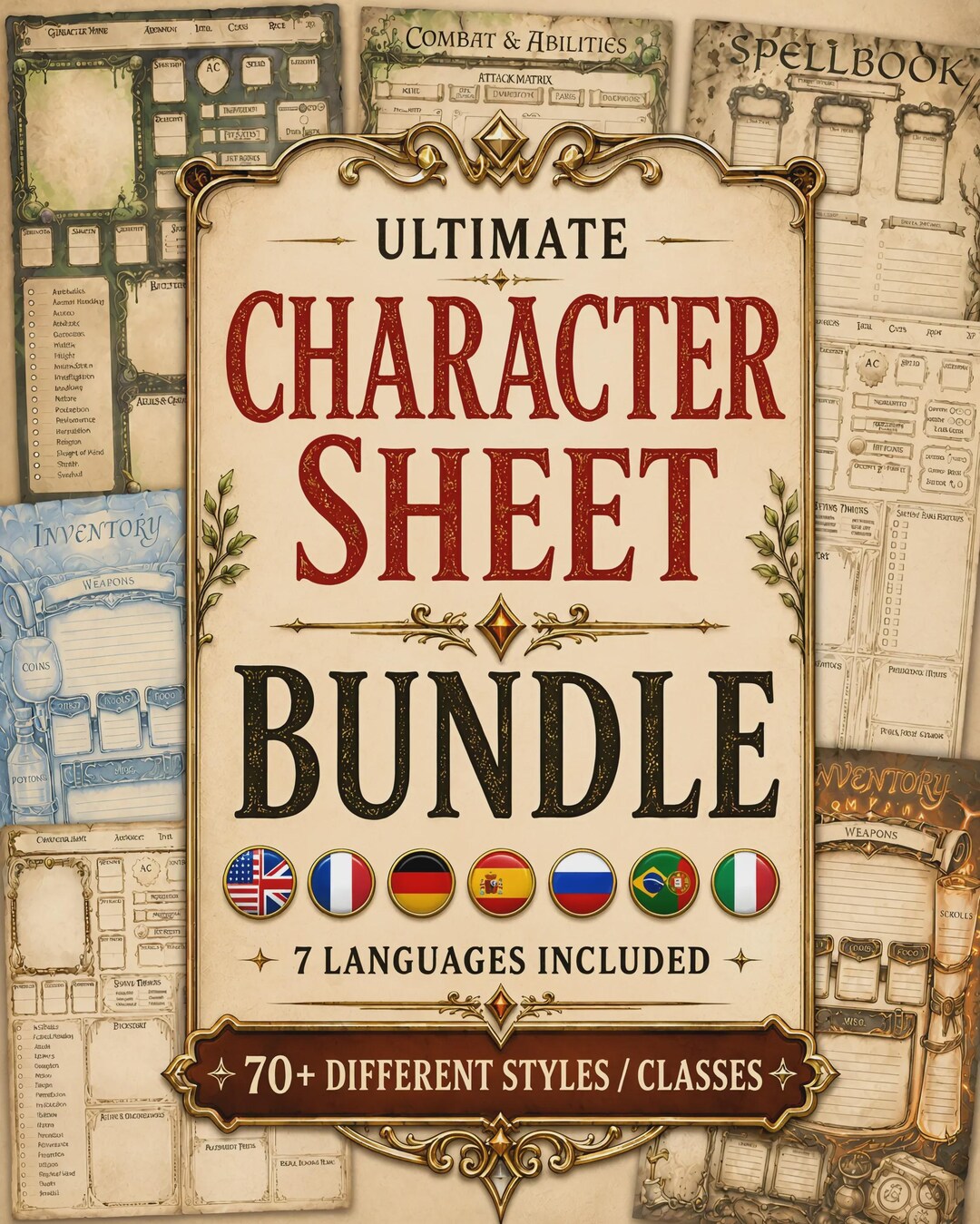 Dnd Character Sheet Ultimate Bundle -available in Multiple Languages ...