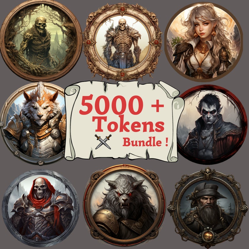 5000 Dnd Tokens Pack Transparent Token Roll20 Token Virtual - Etsy