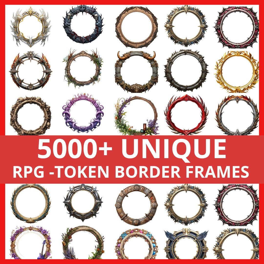 5000 dnd Token Border Frame Pack, RPG tokens, Dungeon Master, RPG gifts ...