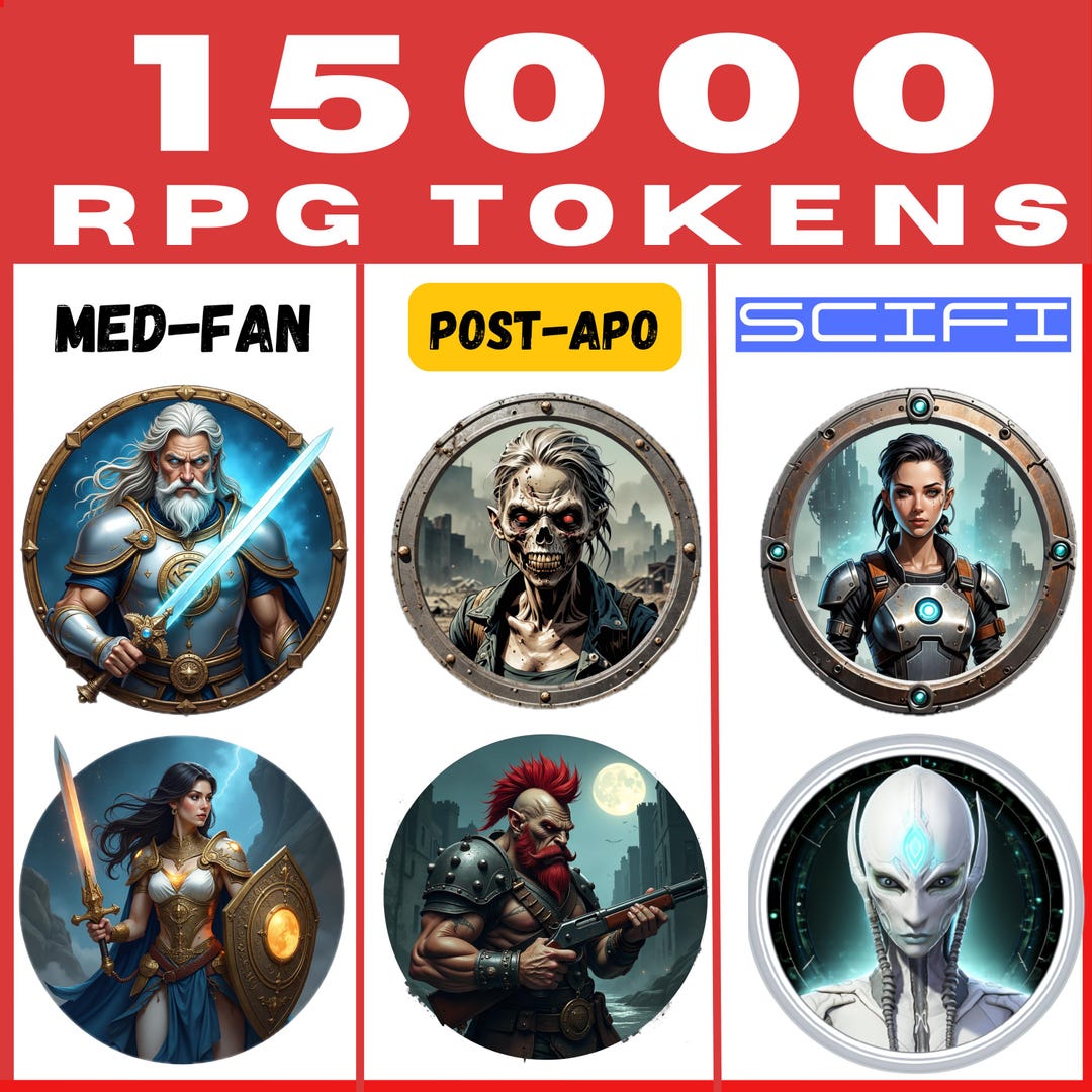 D&D TOKENS BUNDLE 5e Characters Monsters and Post Apo/scifi Vttrpg and ...