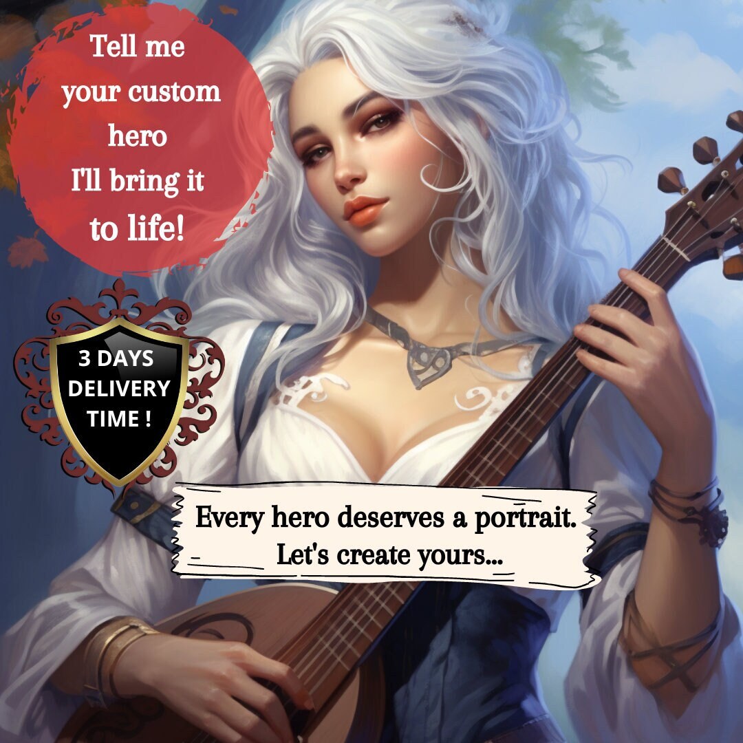 Custom Dnd Character Commission Personalized Rpg Hero Portrait Fantasy Art For Rpg Players 