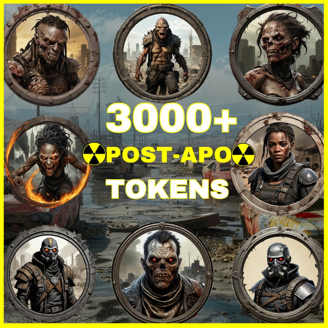 Nuclear Fallout TOKENS Pack, 3000 Rpg Tokens for Wasteland Role Playing Games, Roll20 Foundryvtt ...
