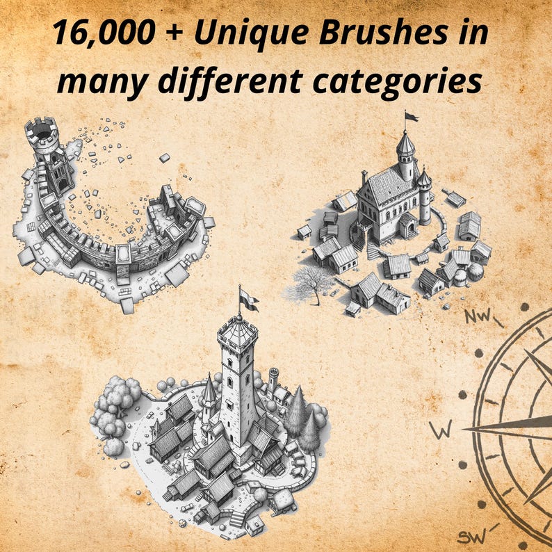 Procreate Fantasy Map Making Brush Kit: 16,000+ RPG Stamps and Brushes ...