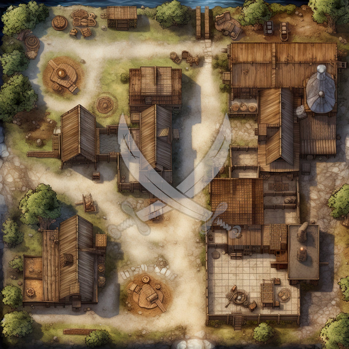 Mapa de aldea DnD mapa de batalla DnD mapa de batalla - Etsy México