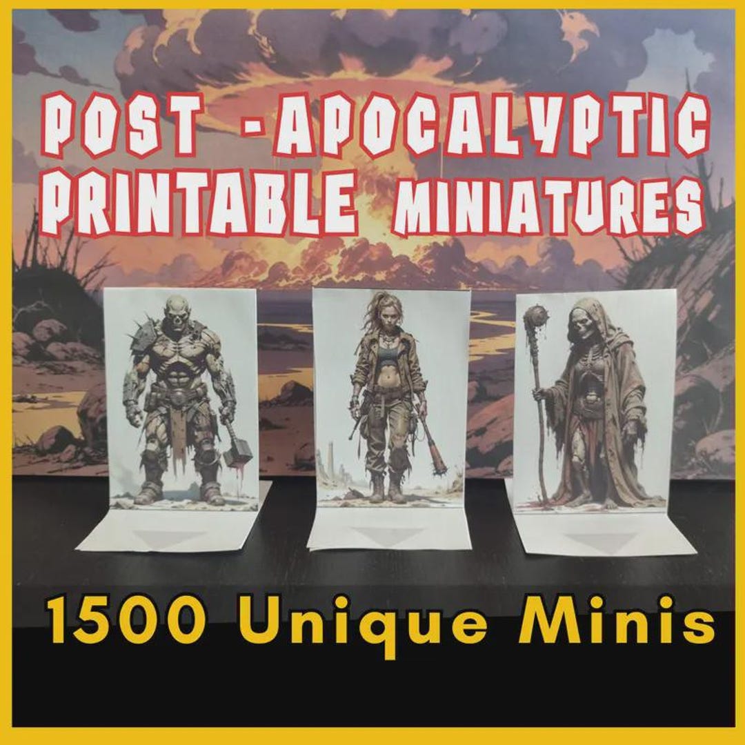 1500 Fantasy Miniatures, Printable Post-apocalyptic Minis, Wasteland ...