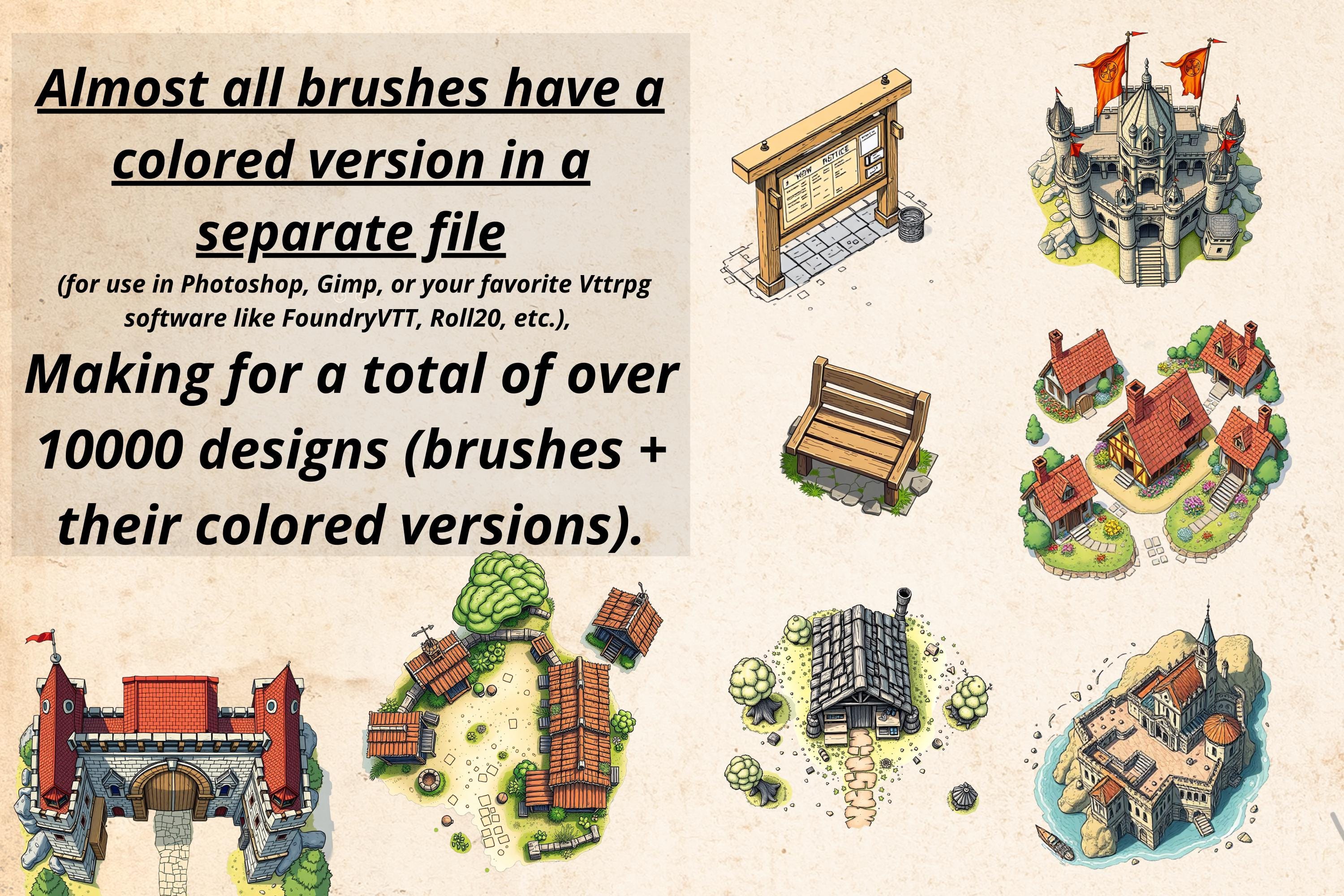 5000 Procreate Brushes for Fantasy Map Making – City & Town Stamps ...