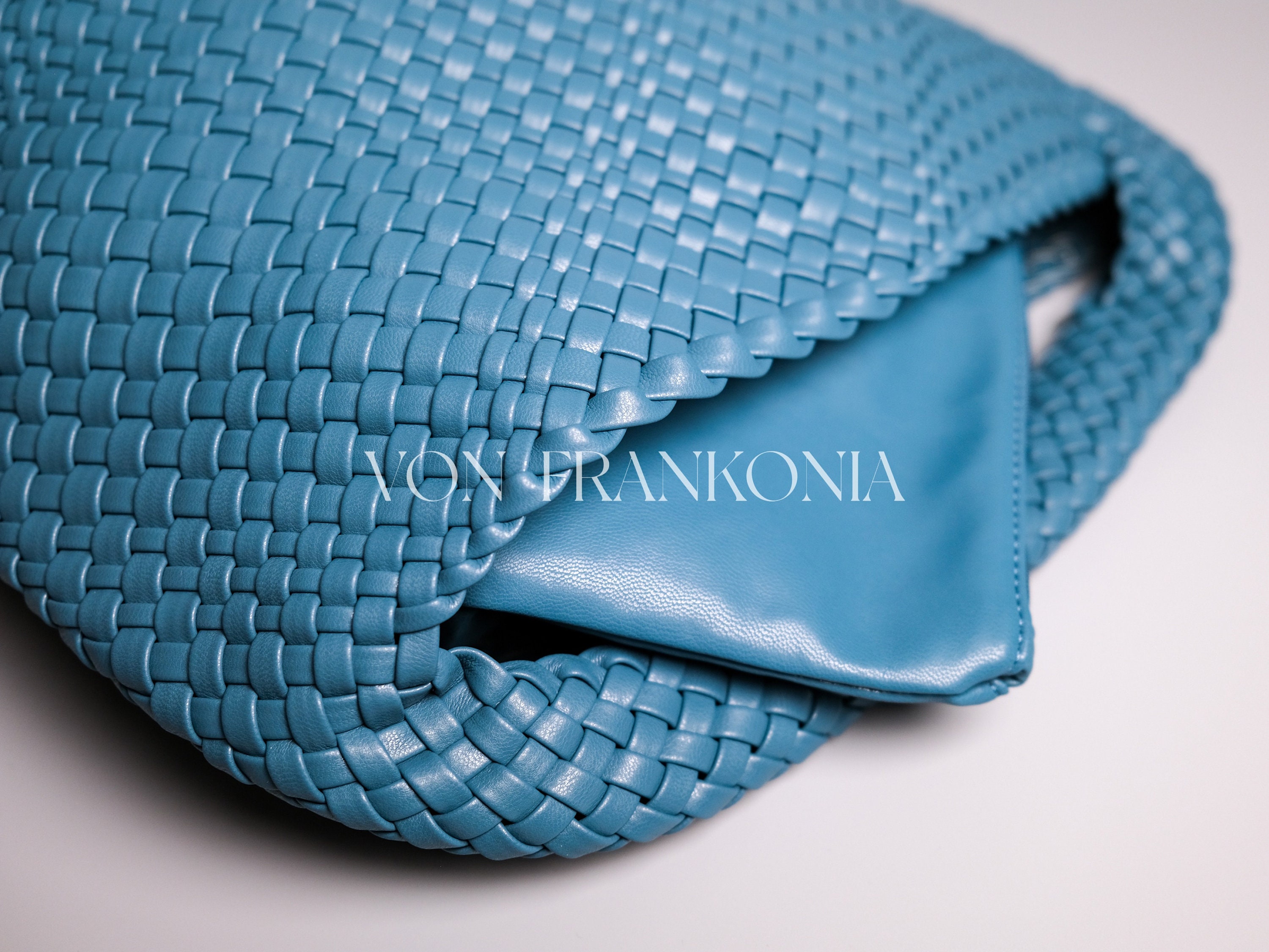 Available Gaya Capri Blue PU Vegan Leather Chic Handwoven Bag - Etsy