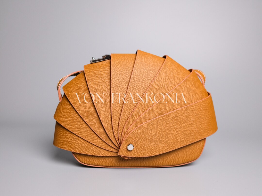 Monika Brown 100% Genuine Epsom Leather Shoulder Shell Bag/leather Chic ...