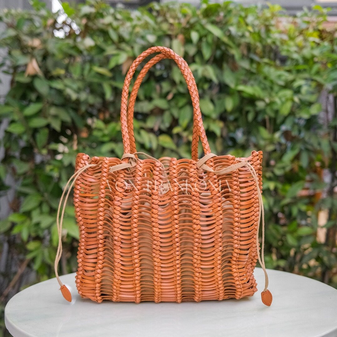 Wella Brown Vintage Style Large Handwoven Braided Tote Shoulder Bag ...