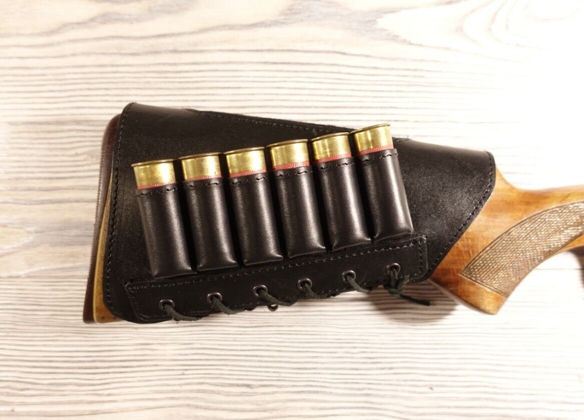 Leather Shotgun Shell Holster Buttstock Holder Сover 12 & 20 GA ...