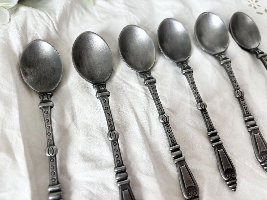 Set of 6 / Antique Tea Spoons / Tin / France / Vintage / Set of 6 ...