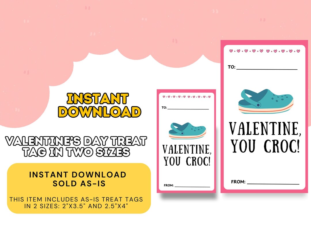 Croc Valentine Card - Shoe Charm Valentine - Clog Shoe Valentine ...