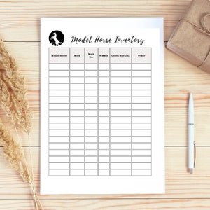 Model Horse Inventory Sheet, Breyer Horse Inventory Tracker, Schleich ...