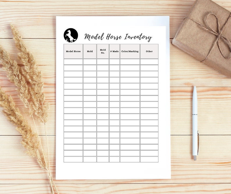 Model Horse Inventory Sheet, Breyer Horse Inventory Tracker, Schleich ...