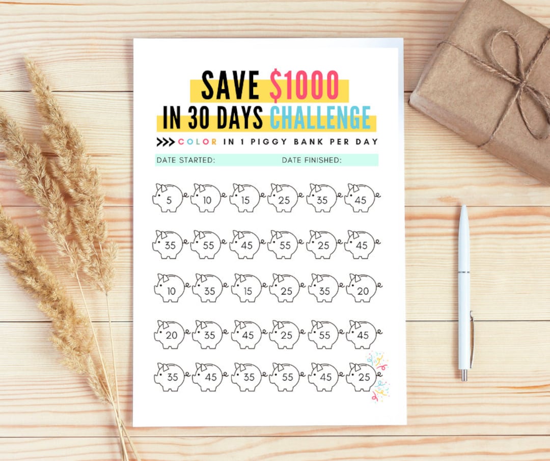 1000 Savings Challenge Printable - Etsy