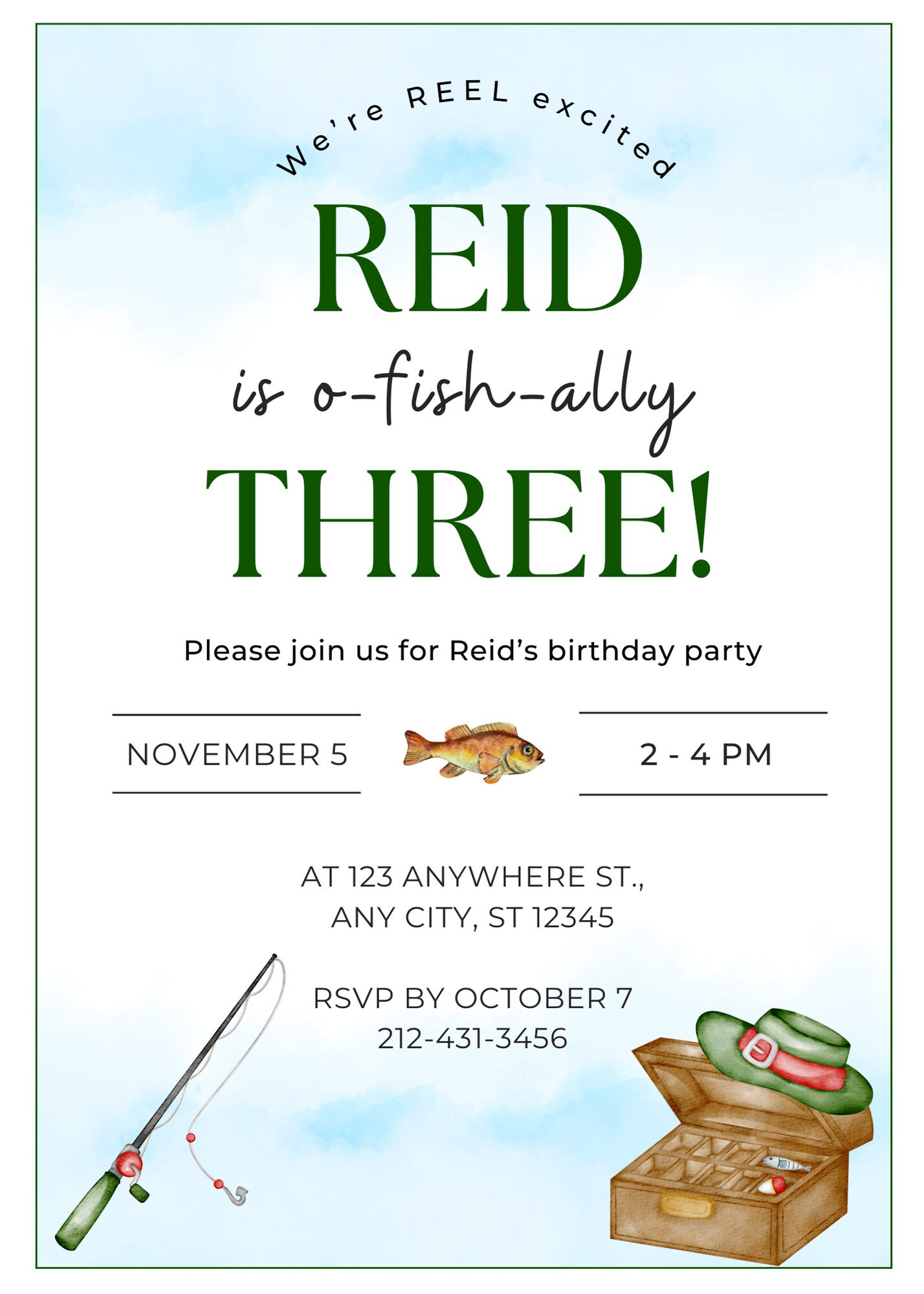 DIY Editable Boy Fishing Birthday Party | Invitation Template - Fish ...