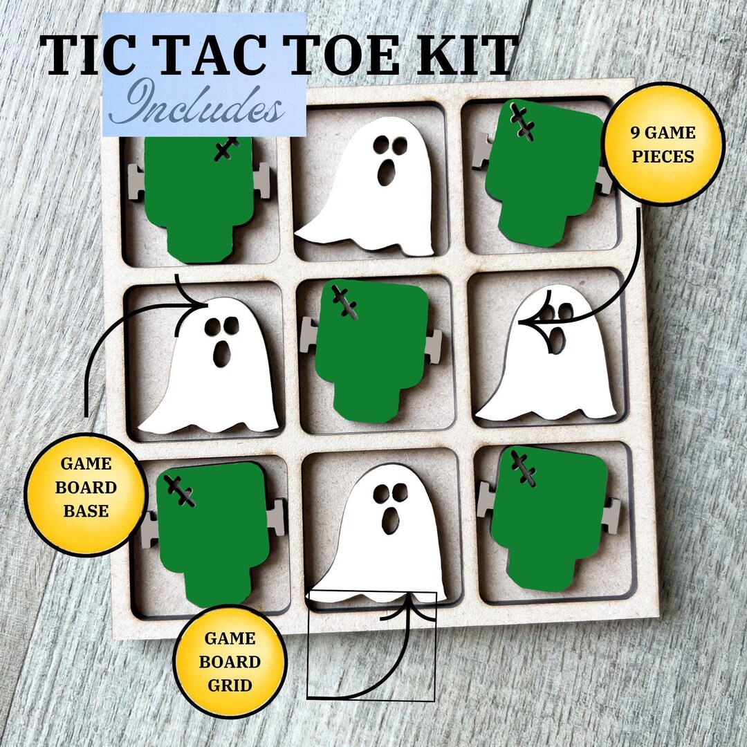 DIY Halloween Tic Tac Toe Craft Kit: Ghost & Frankenstein Game | Fine ...