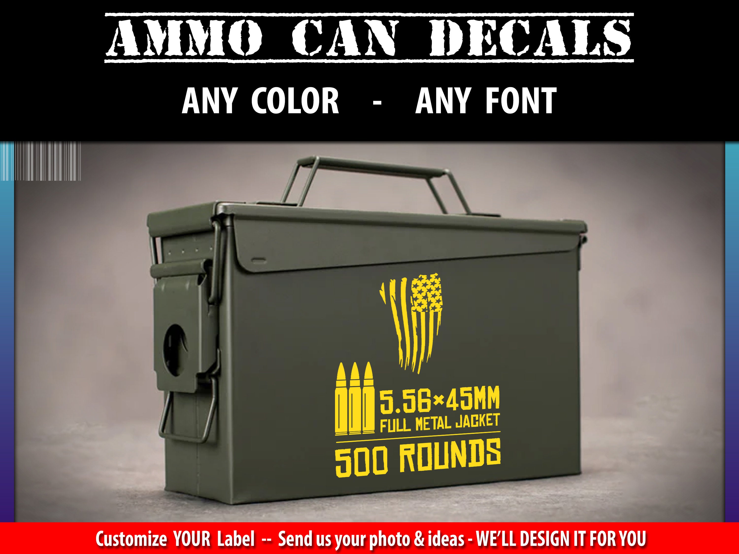 Ammo Can Label Custom Vinyl Decal Caliber Quantity Type Waterproof Any ...