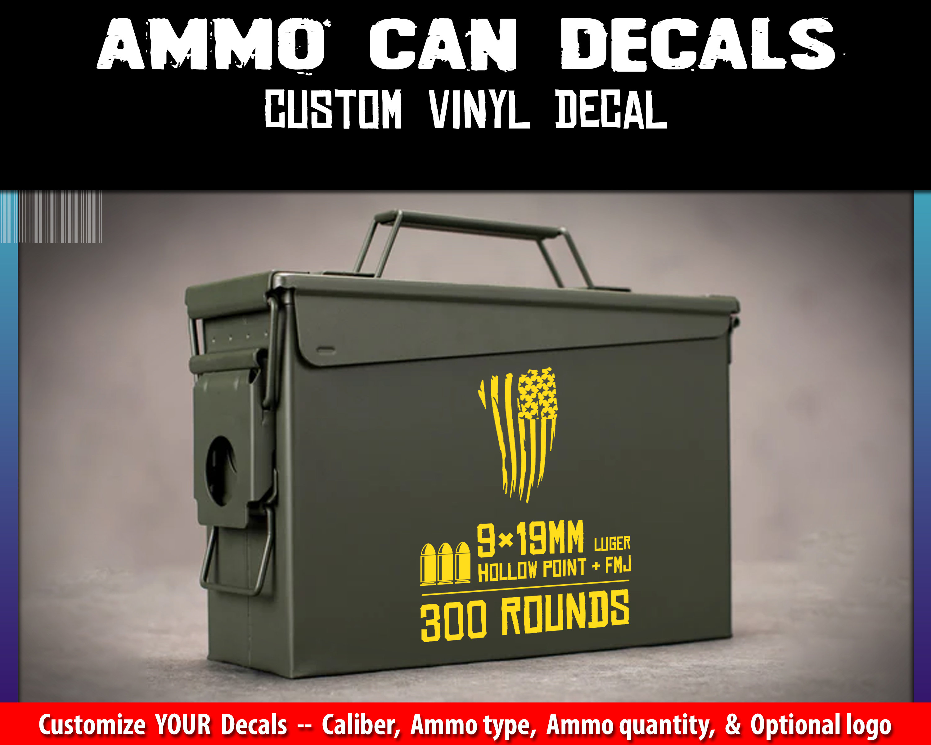 Ammo Can Label Custom Vinyl Decal Caliber Quantity Type Waterproof Any ...