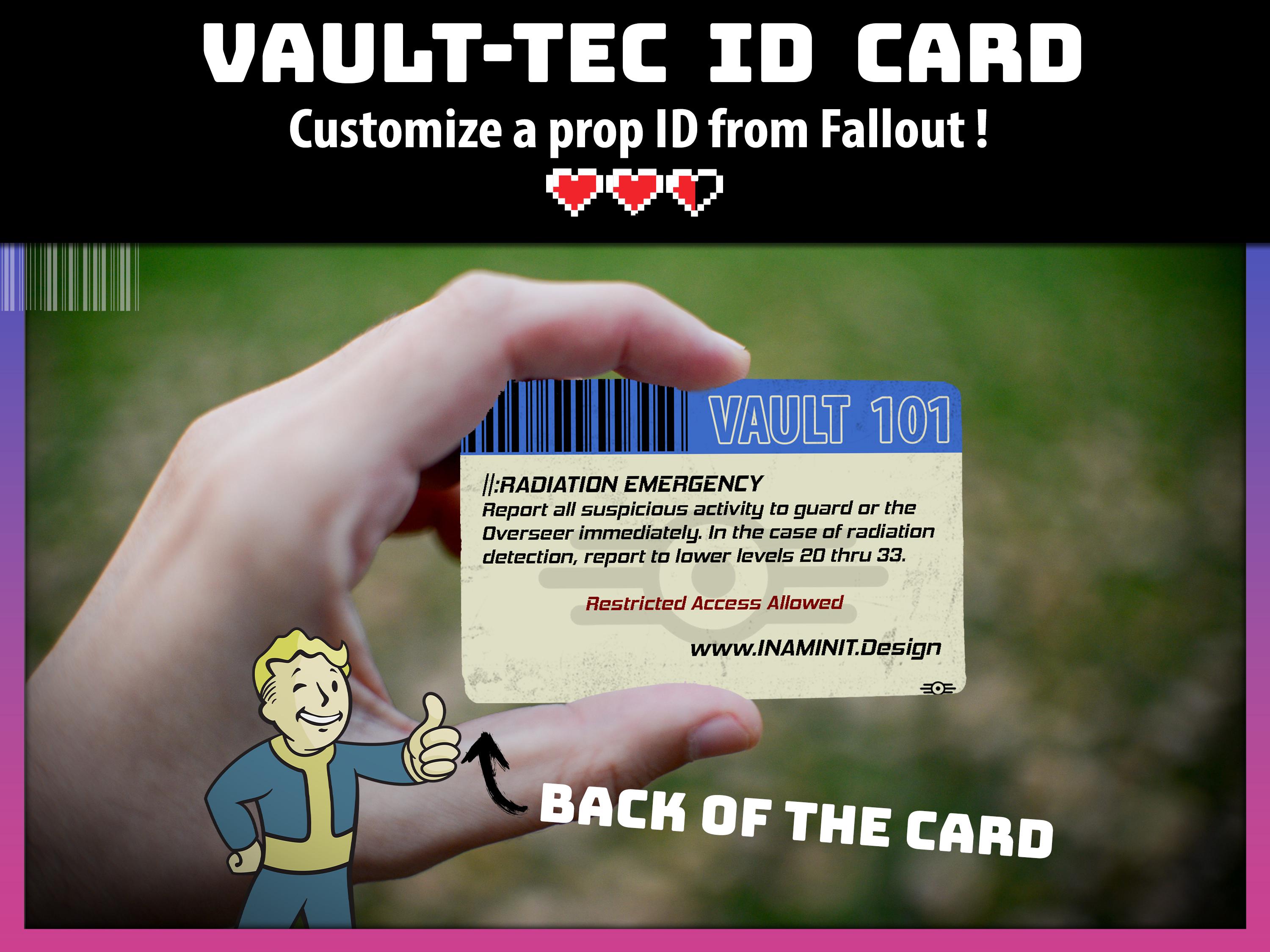 Vault Tec ID Card Fallout Prop Personalize Your Own Plastic ID Card ...
