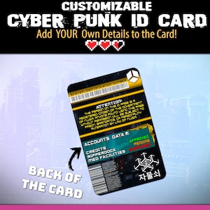 Cyberpunk ID Card - Personalize a Full Color Prop Badge - Custom Gift ...