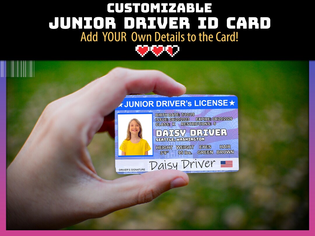 Junior Driver's License ID Card - Personalize Your Own Full Color ID ...