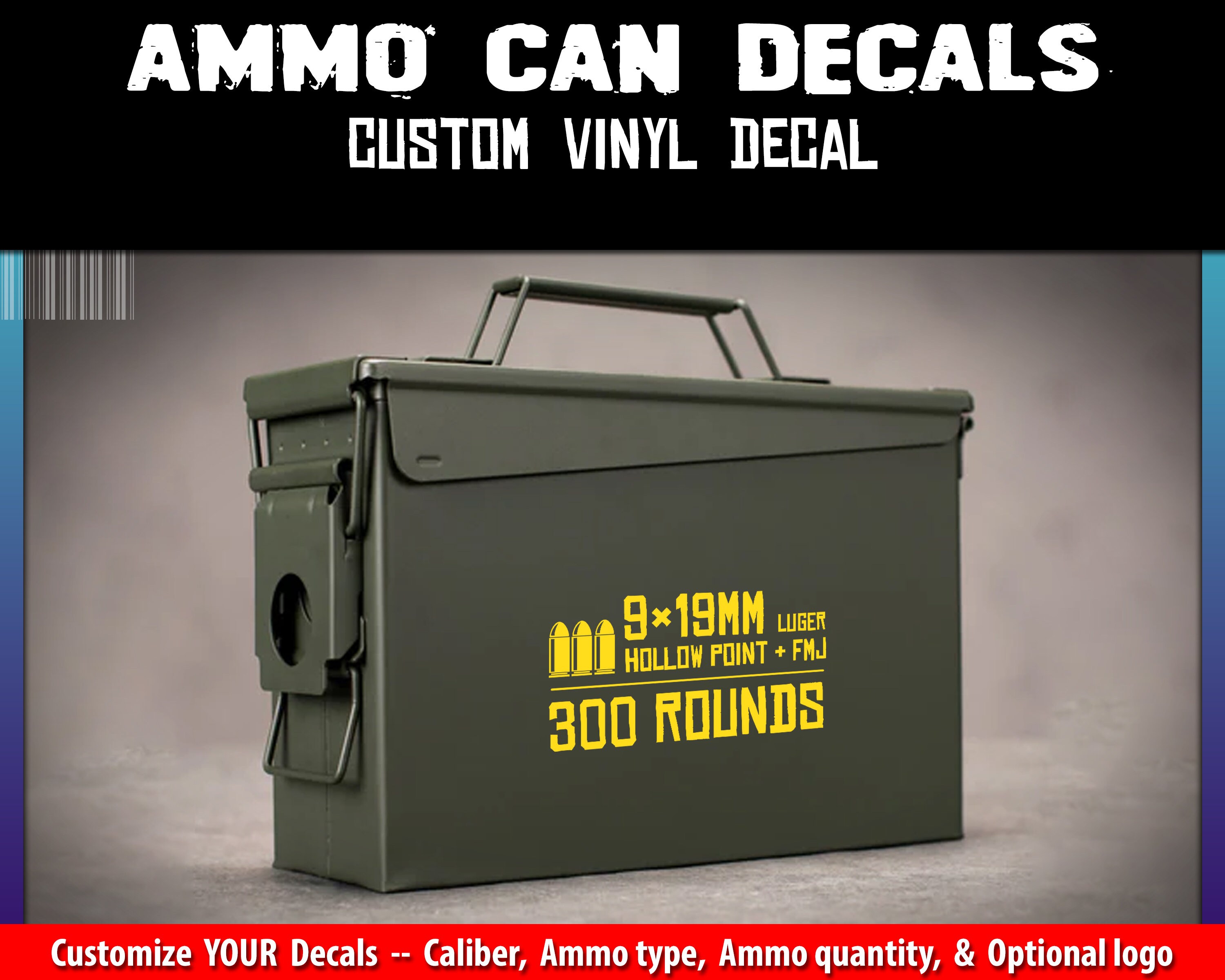Ammo Can Label Custom Vinyl Decal Caliber Quantity Type - Etsy