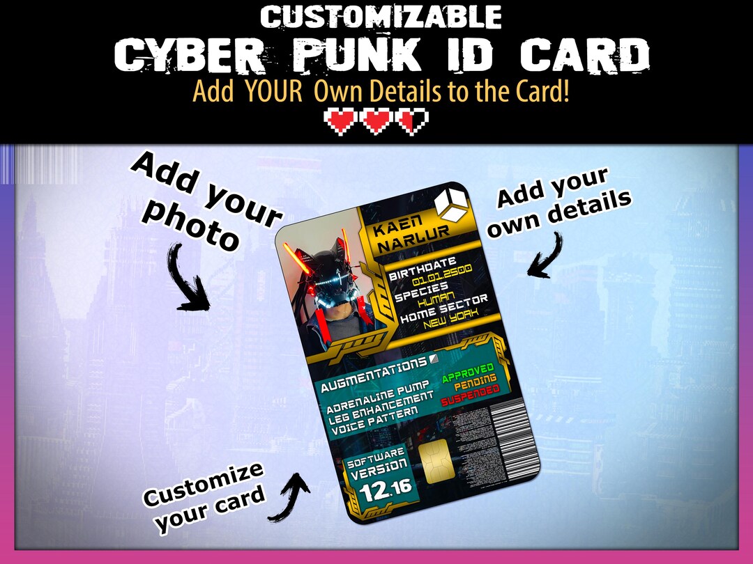 Cyberpunk ID Card - Personalize a Full Color Prop Badge - Custom Gift ...